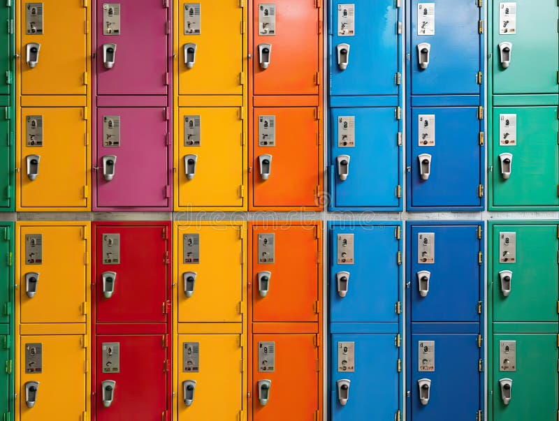 Trustfilled Workplace with Colorful Open Lockers Stock Illustration ...