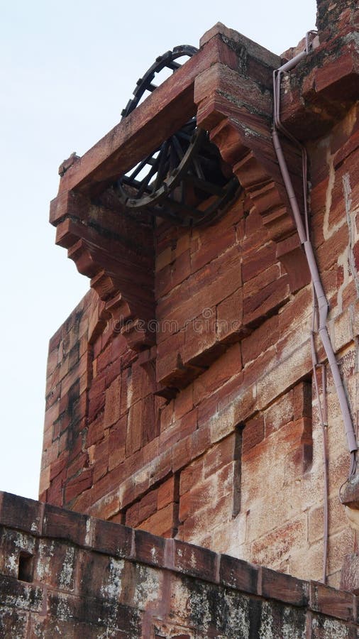 Old Stone Wall and Waterwheel at Jodhpur Fort Stock Photo - Image of ...