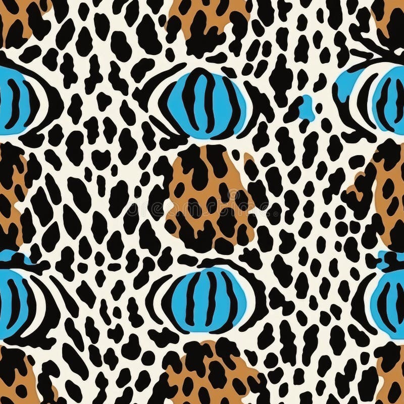 This Image Showcases a Seamless Pattern that Combines Classic Leopard ...