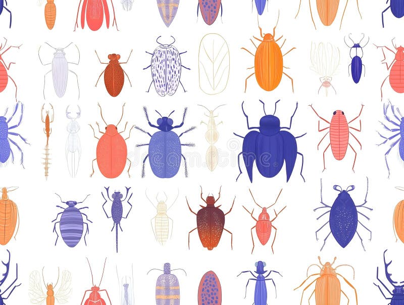 Imaginary Bugs - a Seamless Entomological Pattern Stock Illustration ...