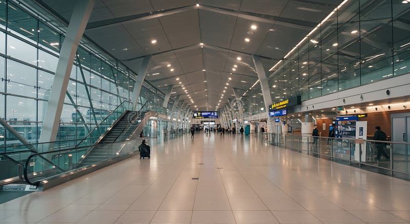 Modern Airport Terminal Interior: Spacious and Tranquil Departure Area ...