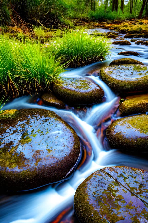 Water Ripples Tree Bark Grass Clouds Rock Formations Generated by Ai ...