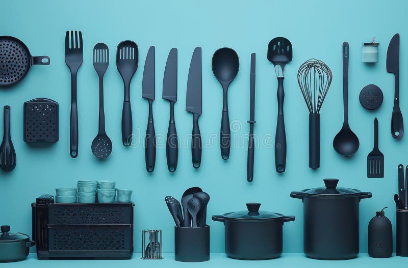 Blue Cookware Set Background Ai Generated Stock Photos - Free & Royalty ...