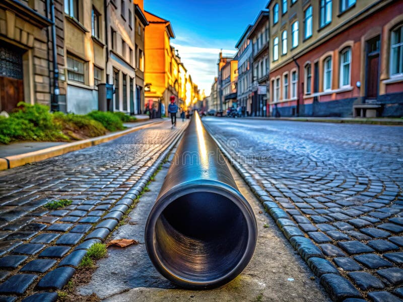 Modern City Infrastructure Upgrade Detailed View of New Pipeline ...