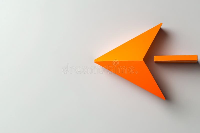 Bright Orange Arrow Pointing Left Simple Design Minimalist Art Stock ...