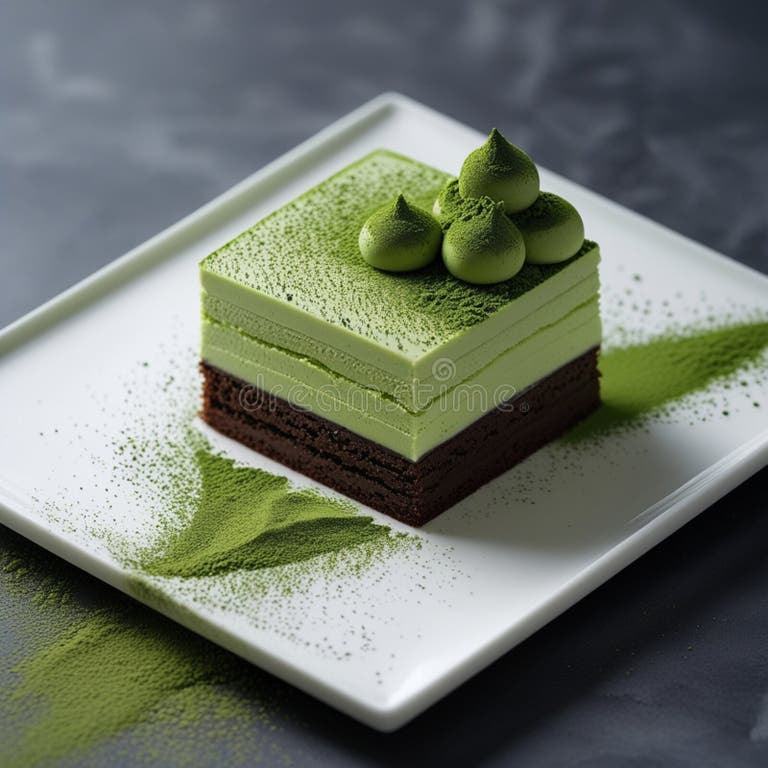 A Delicate Slice of Matcha Heaven: Layered Cake Perfection Stock ...