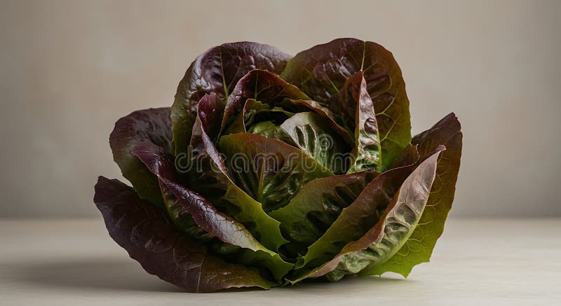 A Single Head of Vivid Red and Green Butter Lettuce Stock Illustration ...