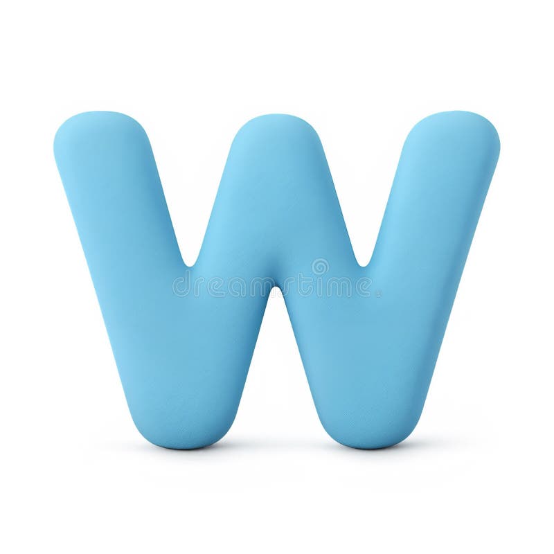 Light Blue Letter W on White Background Isolated Stock Illustration ...