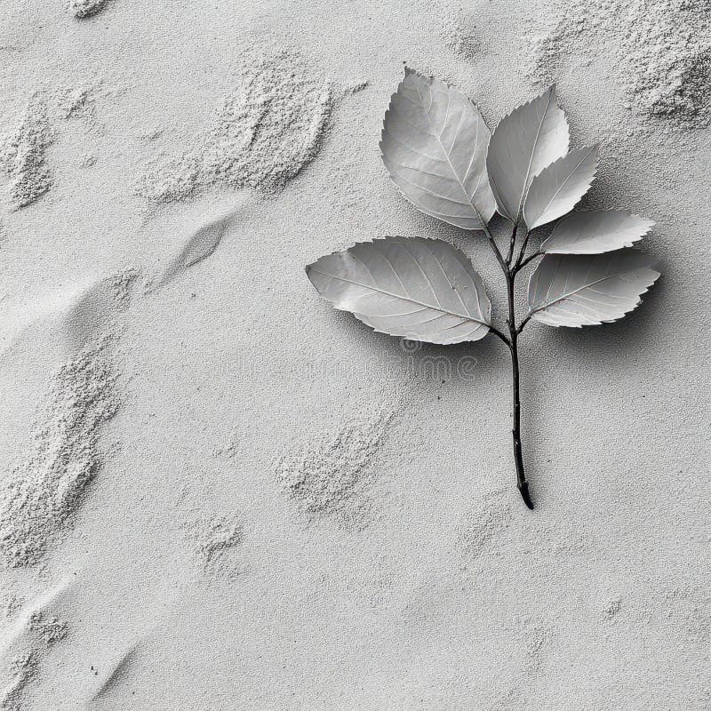 Vibrant Leaf on Sandy Surface with Footprints Stock Illustration ...