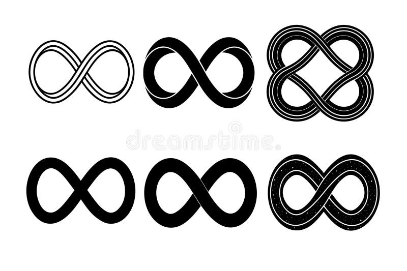 Set of Infinity Symbol Silhouette Vector Stock Vector - Illustration of ...