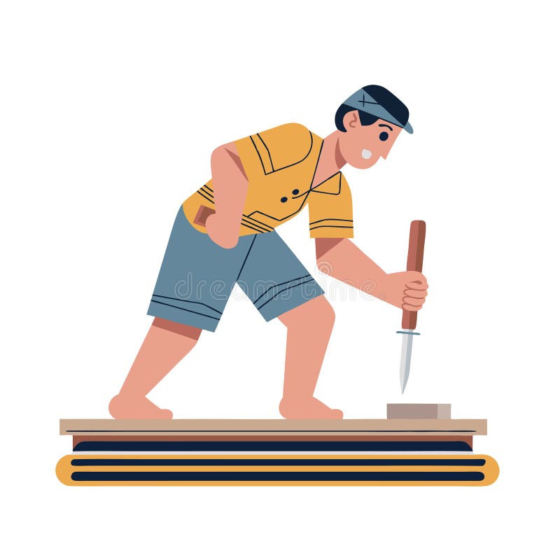 Craftsman Carving Wood Art Using Chisel Vector for DIY Projects and ...