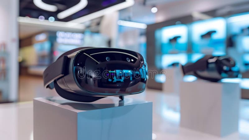 Cutting-Edge Virtual Reality Headset Display, Generative AI Stock Image ... Cutting-Edge Virtual Reality Headset Display, Generative AI Stock Image ...