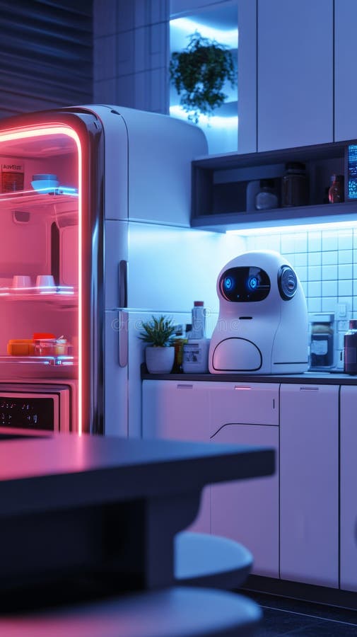 A Modern Kitchen Featuring a Futuristic Robot Helper and a Stunning ...