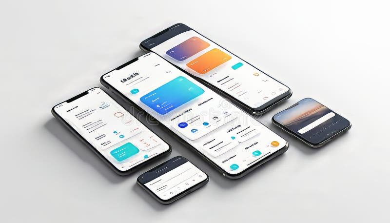 Modern Mobile UI Design stock illustration. Illustration of text ...