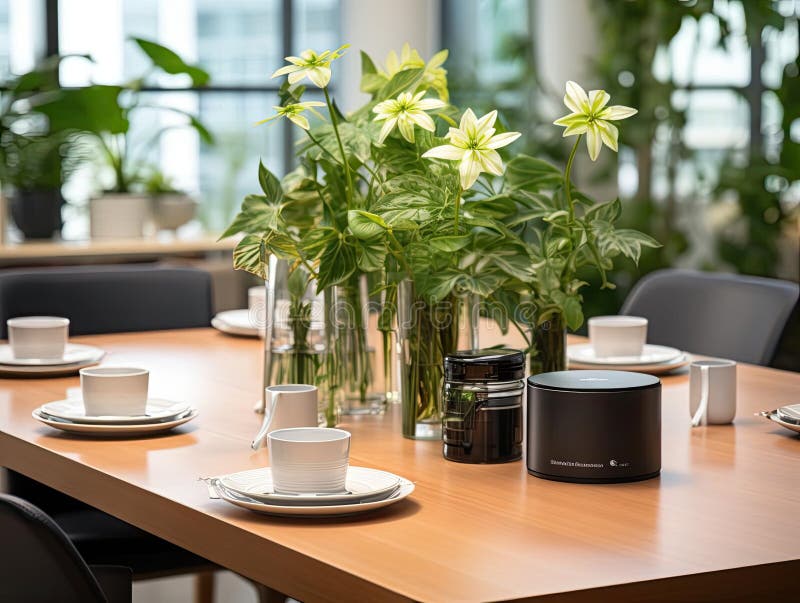 Seamless Wireless Charging Table in Modern Office Stock Illustration ...