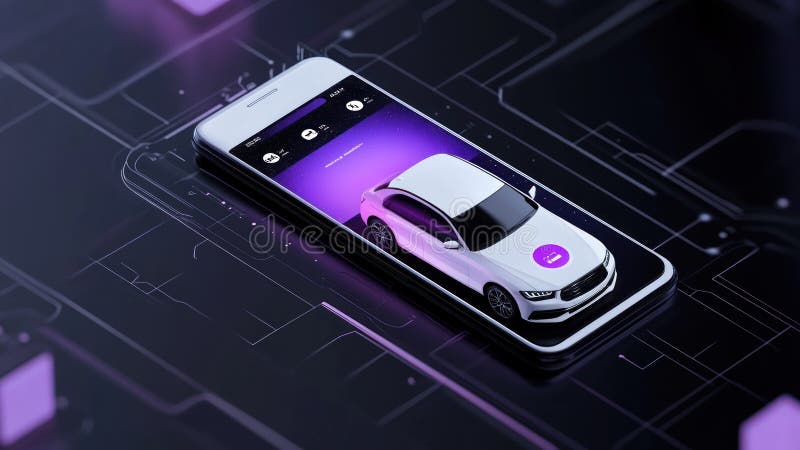 AI-Powered Car App Interface Stock Illustration - Illustration of ...