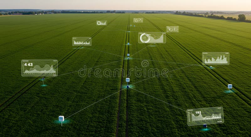 Smart Farming: AI-Powered Agriculture Stock Illustration - Illustration ...
