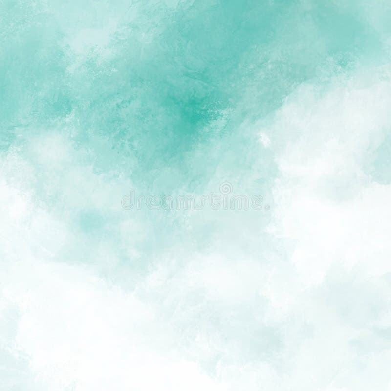Soft Turquoise and White Watercolor Texture with Abstract Cloudy ...