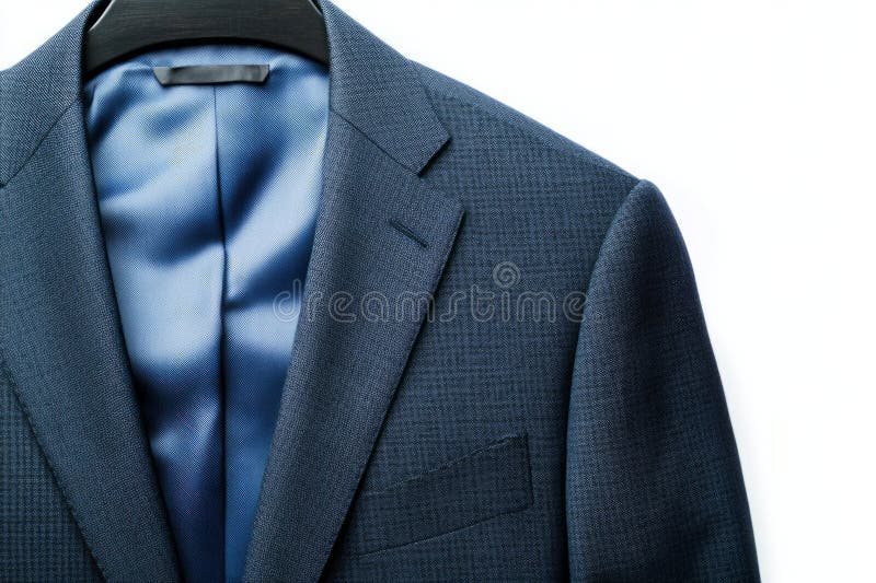 A Stylish Dark Suit Jacket Hangs Elegantly on a Hanger. the Inner ...