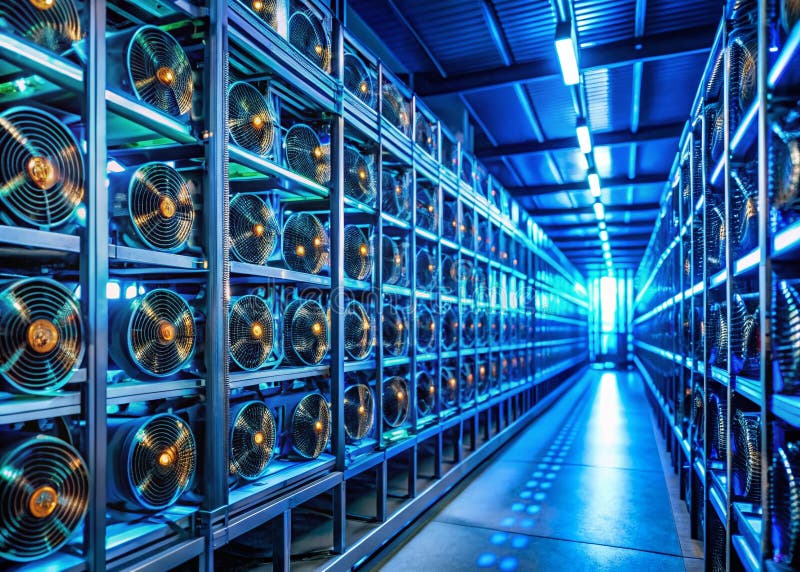 Intense Cryptocurrency Mining Operation a Data Center Filled with ...