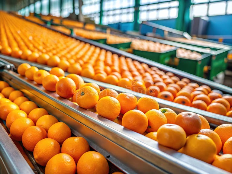 Modern Citrus Fruit Sorting System Automated Conveyor Belt Technology ...