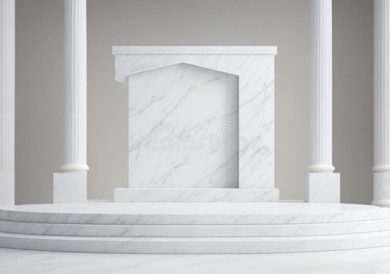 Modern White Marble Platform with Subtle Golden Touch Stock ...