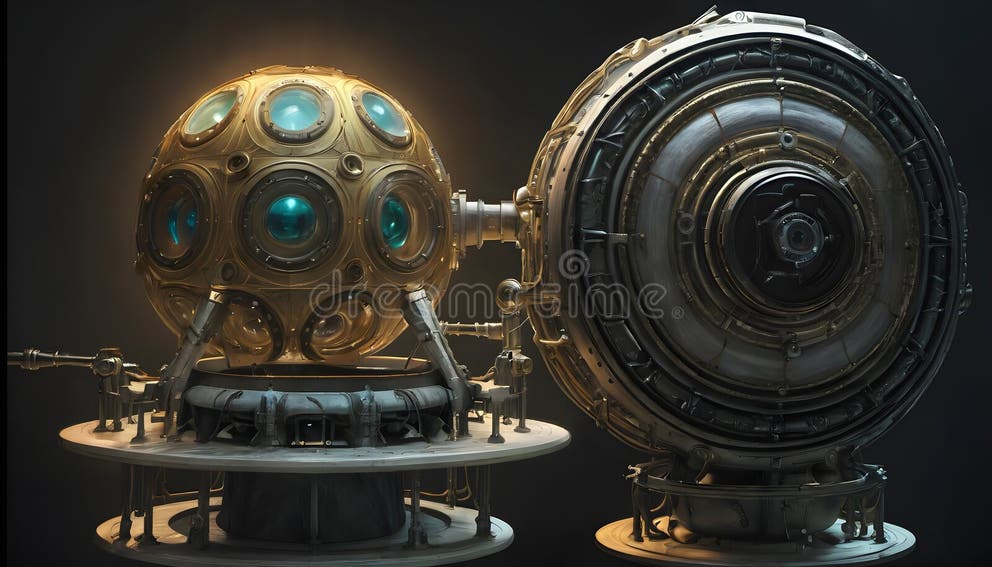 Steampunk Futuristic Energy Core Machine Stock Photo - Image of valves ...