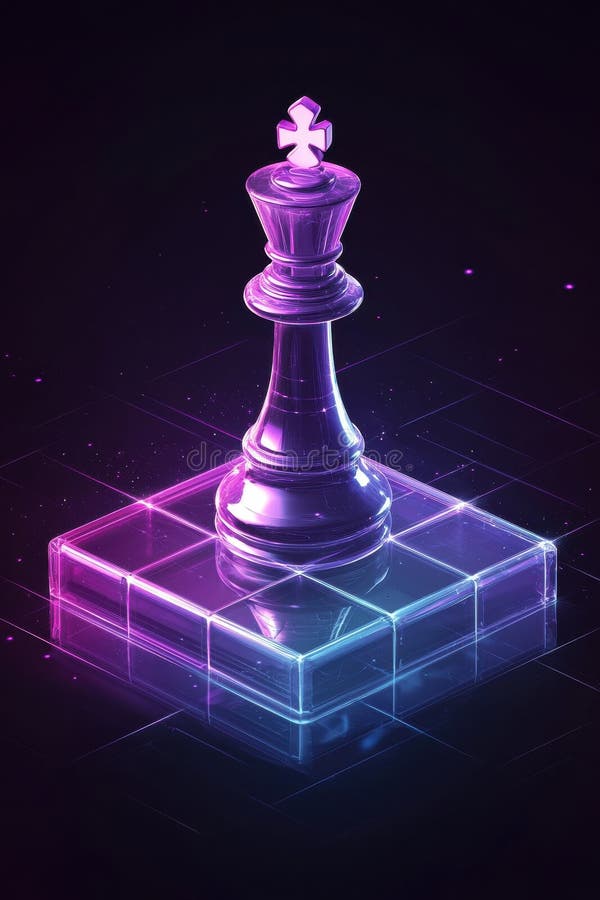 Elegant Chess Piece on Illuminated Board with Minimalistic Purple ...
