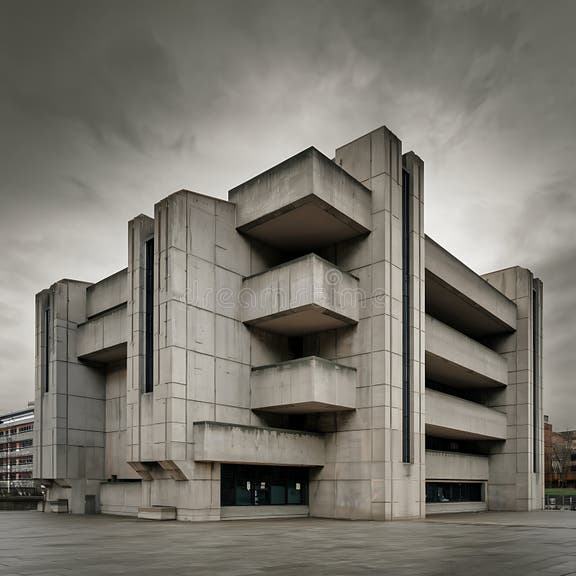 Brutalist Architectural Marvel: a Concrete Structure Stock Illustration ...