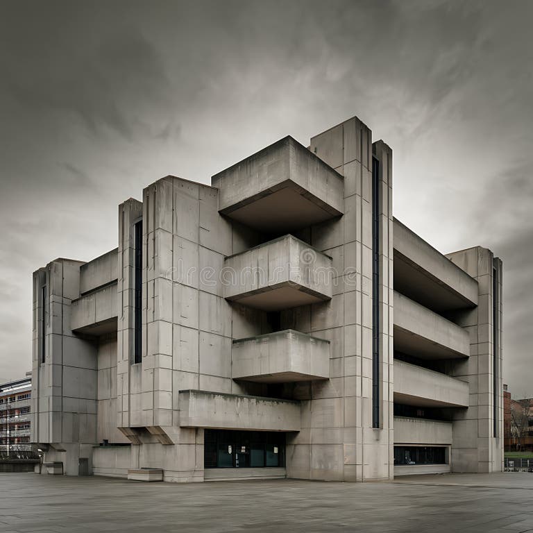 Brutalist Architectural Marvel: a Concrete Structure Stock Illustration ...