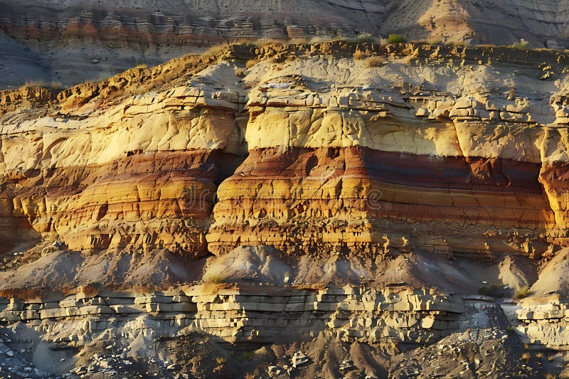 Multi-layered Sedimentary Rock Formation in a Desert Landscape Stock ...