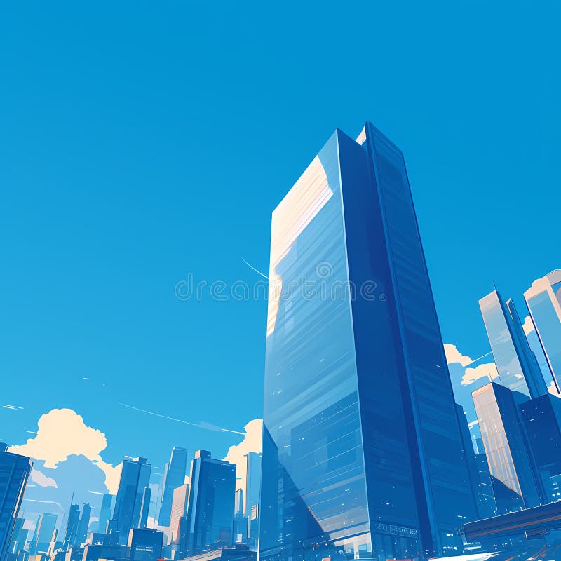 A Modern Icon: Tall Building in Urban Landscape Stock Illustration ...