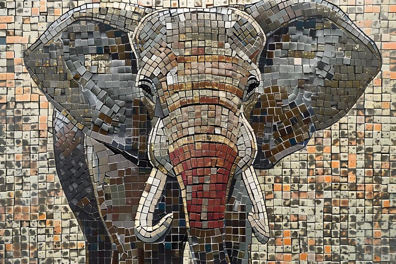A Majestic Mosaic Elephant: a Detailed Tessellated Artwork Stock ...
