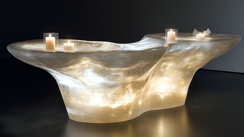 Illuminated Resin Coffee Table with Candles Stock Illustration ...