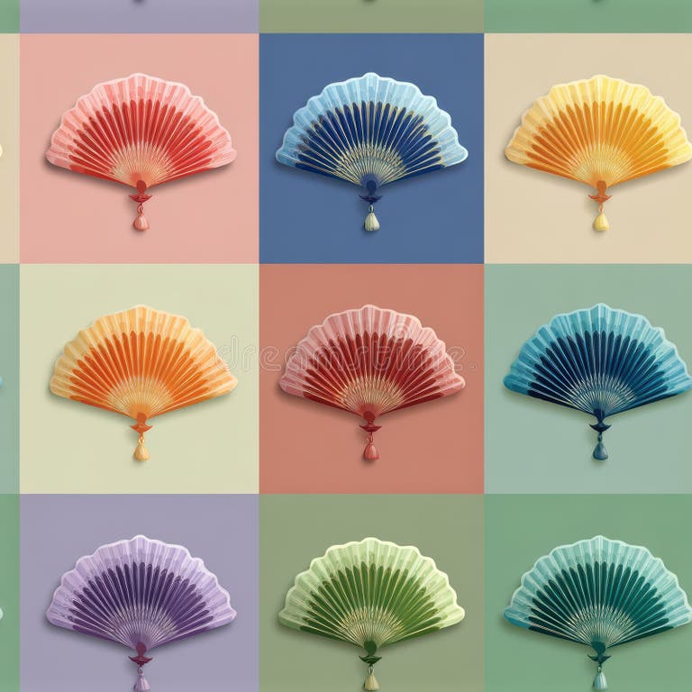 Colorful Traditional Handheld Fans in Various Pastel Shades Stock ...