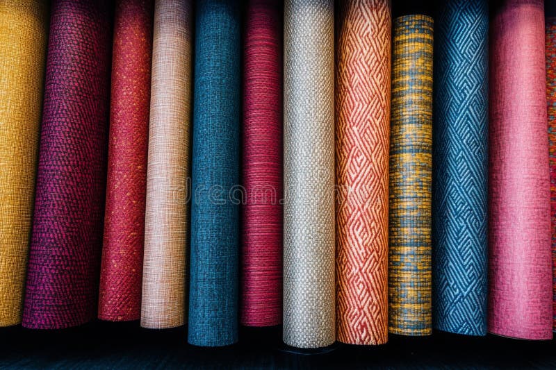 Vibrant Fabric Wall Coverings Display Stock Illustration - Illustration ...
