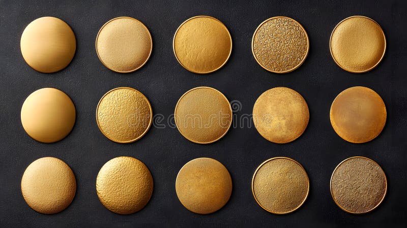 Exploring the Beauty of Varied Gold Coin Designs on a Polished Surface ...