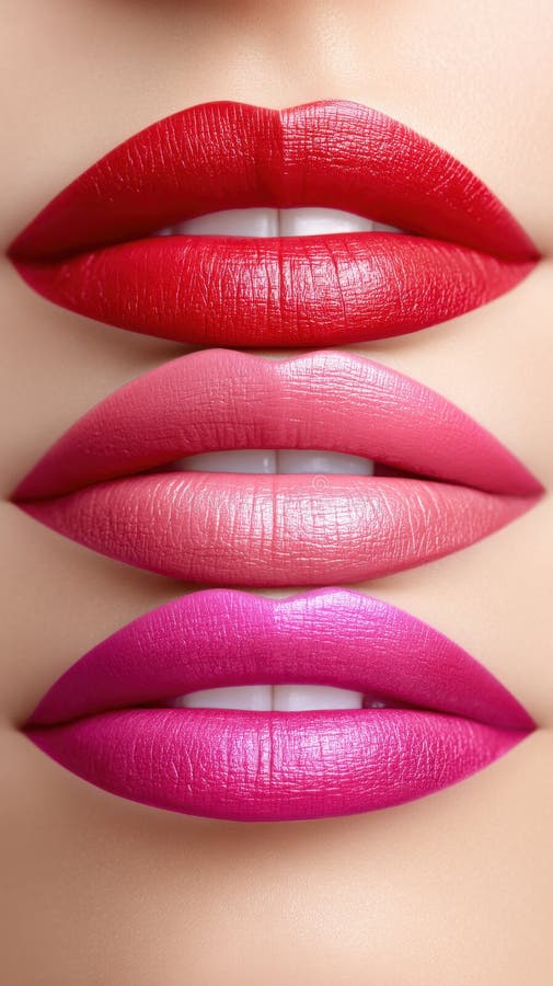 Vibrant Lip Colors Displayed on Smooth and Glossy Lips Stock ...