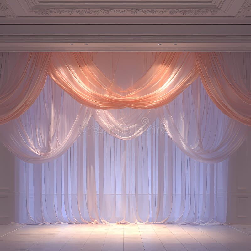 Elegant Dance Studio Curtain Backdrop Stock Illustration - Illustration ...