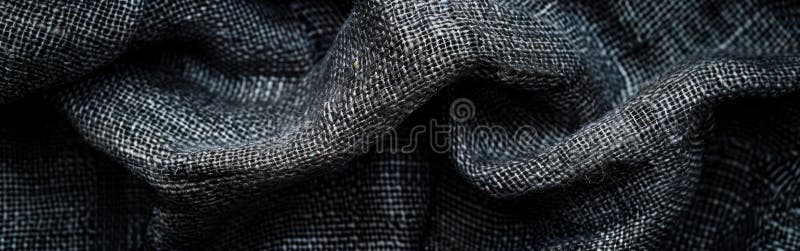 Dark Anthracite Black Cotton Linen Fabric Texture Background - Wide ...