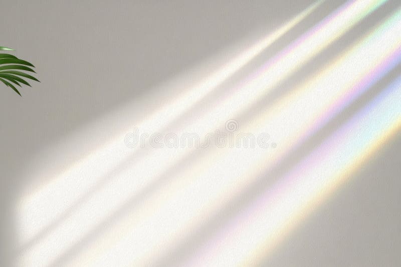 Organic Diagonal Shadow and Light Rays on White Wall with Blurred ...