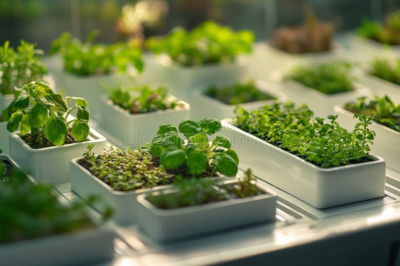 Geometric Hydroponic Garden Display Stock Illustration - Illustration ...