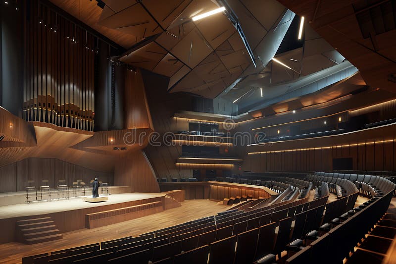 Modern Concert Hall Interior Design with Wooden Accents Stock ...