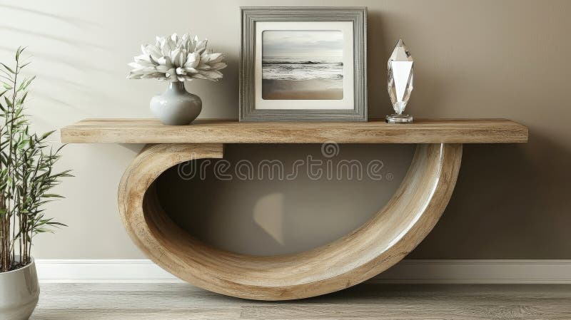 Modern Wooden Console Table with Unique Design Stock Illustration ...
