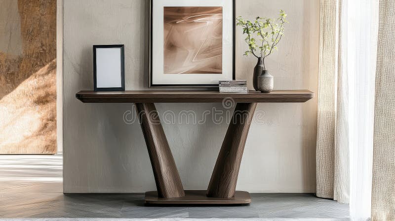 Modern Console Table with V-Shaped Legs - Elegant Home Decor Stock ...