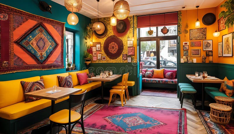 Vibrant Eclectic Restaurant Interior Stock Photo - Image of home ...