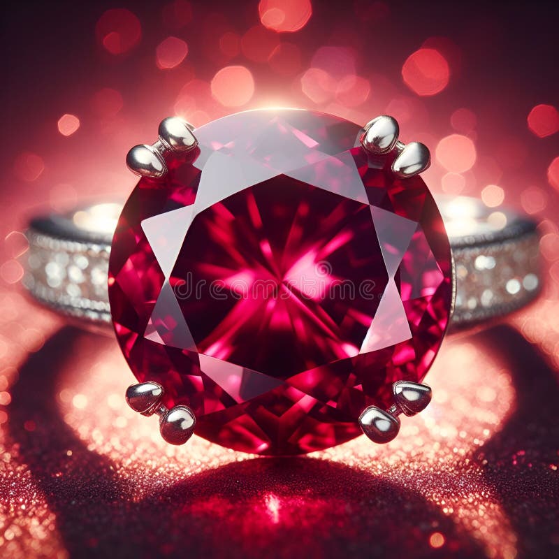 Elegance in Crimson: the Ruby Ring. Stock Illustration - Illustration ...