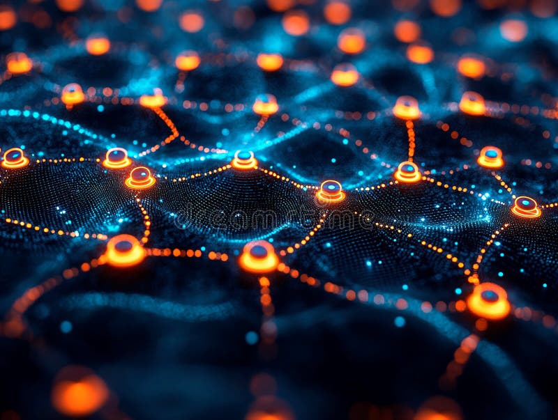 Image Showcases a Stylized Neural Network or Electronic Circuit ...