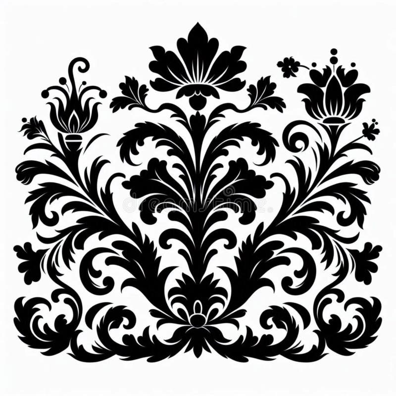 Elegant Black and White Floral Damask Pattern Design for Sophisticated ...