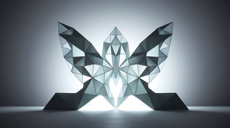 Symmetrical Geometric Abstract Structure with Triangles and Bright ...